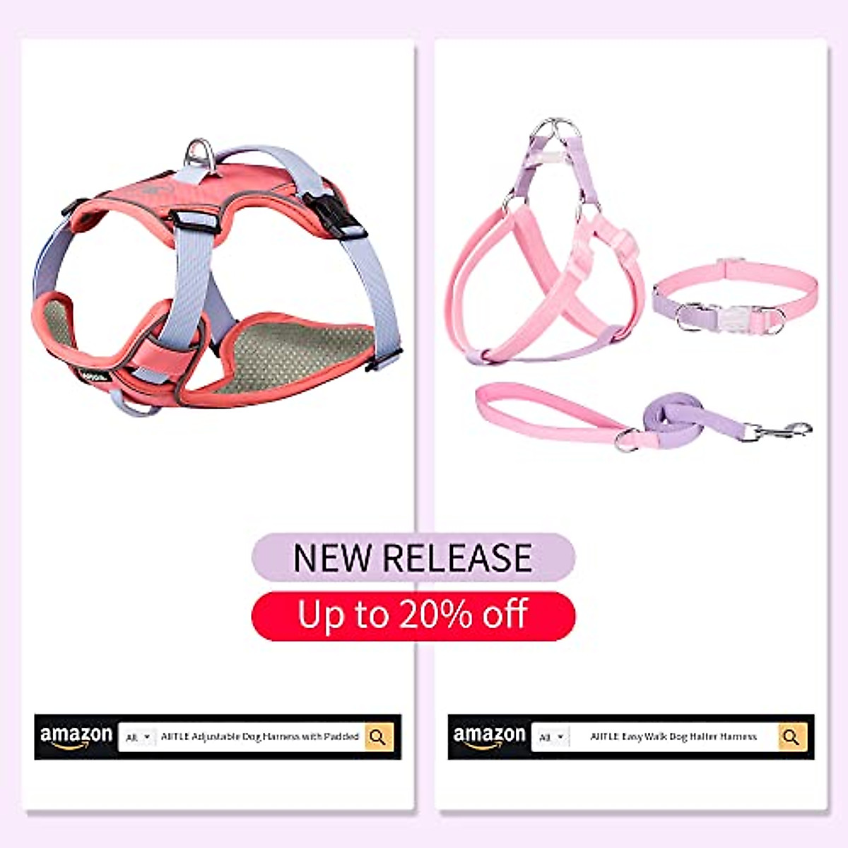 AIITLE Pet Supply No Pull, Step in Adjustable Dog Harness with Padded Vest for All Weather, Easy to Put on Small and Medium Dogs Purple S