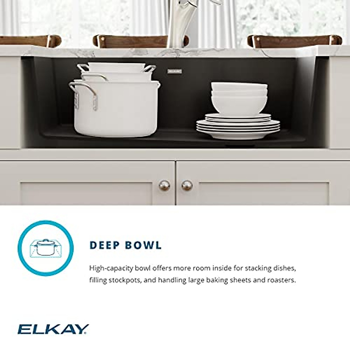 Elkay ELGUS3322RBK0 Quartz Classic Single Bowl Undermount Sink, Black