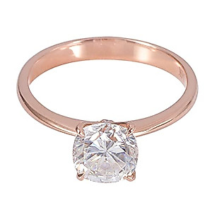 Diamond Jewelry Round Brilliant Cut Moissanite 2.50 CT Solitaire Wedding Engagement 14K Solid Rose Gold Certified Wedding Ring (12)