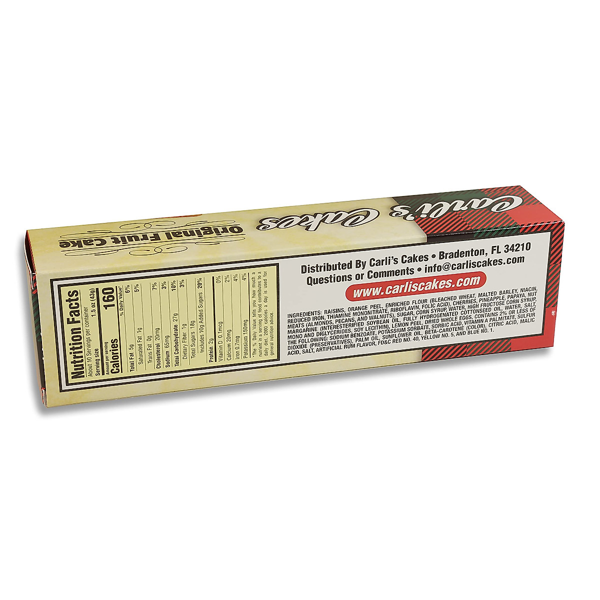 Fruitcake - Made From The Finest Fruits and Nuts - Wrapped For Freshness - 1lb Fruit Cake - By Carli's Cakes