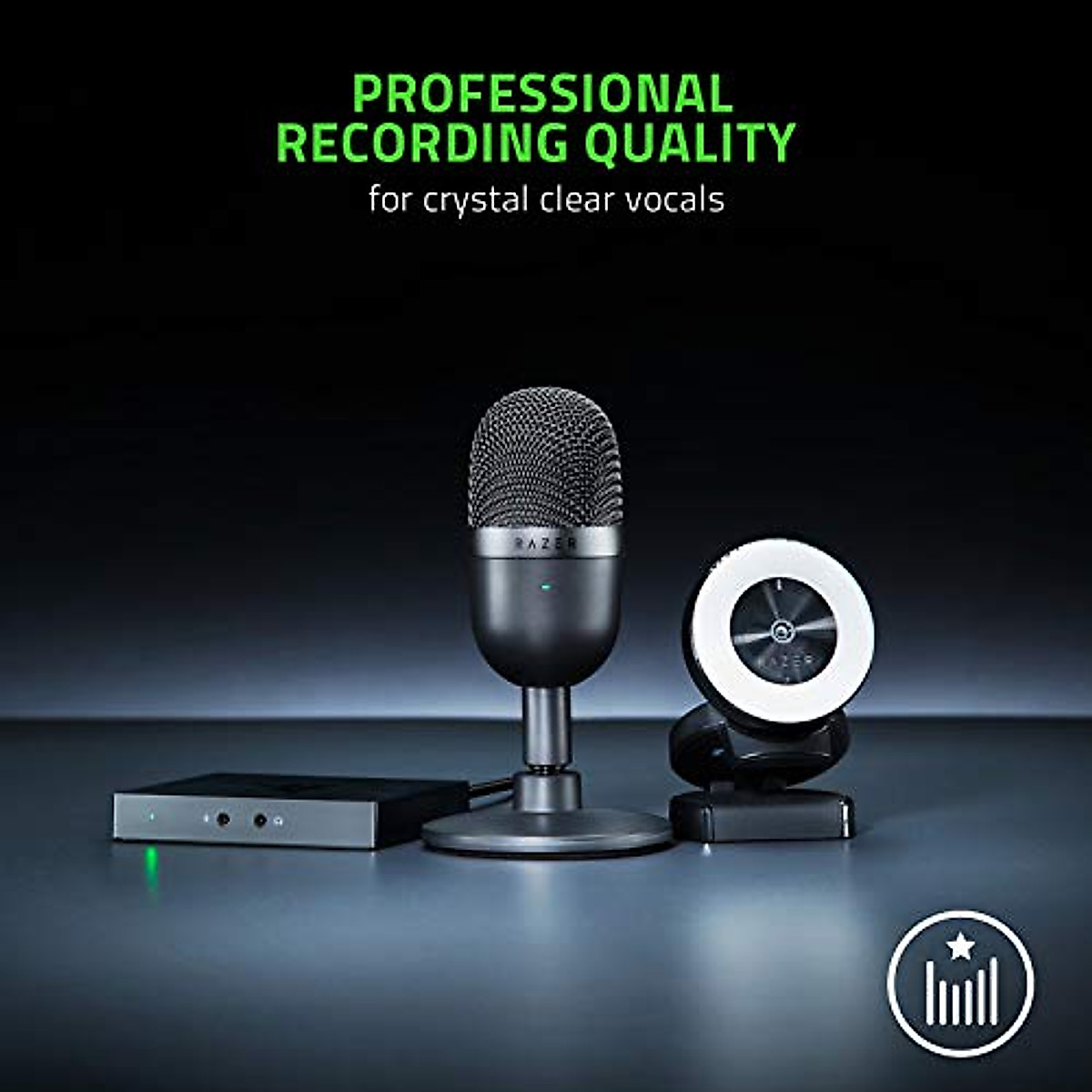 Razer Seiren Mini USB Condenser Microphone: for Streaming and Gaming on PC - Professional Recording Quality - Precise Supercardioid Pickup Pattern - Tilting Stand - Shock Resistant - Classic Black