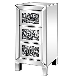 MJWDP (30 x 30 x 60) cm and Contemporary Surface with Diamond 3-Drawers Bedside Table Nightstand Side Table for Bedroom