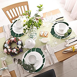 ATFL Artificial Palm Leaves Decor,50 Pcs Big Leaf Placemat, Green Palm Leaves Party Decorations,Tropical Table Decor, Hawaiian Leaves Decor,Safari Leaves Decoration,Beach Centerpieces for Wedding(50)