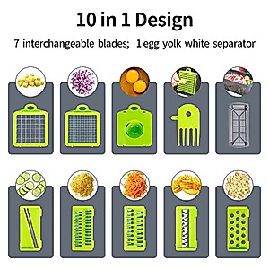 WmanCok Vegetable Chopper,12-in-1 Multifunctional Veggie Chopper,Grey Kitchen Vegetable Slicer Dicer Cutter,Potato Onion Food Chopper with Vegetable Peeler,Hand Guard and Container