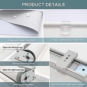 AOSKY Cordless Roller Shades Blackout Blinds for Windows Room Darkening Rolled Up Shades with Spring System, UV Protection Window Shades Door Blinds for Home and Office (23" W x 72" H, White)