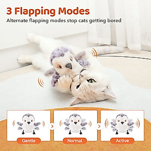 Potaroma Cat Toys Flapping Bird (No Flying), Lifelike Sandpiper Chirp Tweet, Rechargeable Touch Activated Kitten Toy Interactive Cat Exercise Toys for All Breeds Cat Kicker Catnip Toys 4.0"