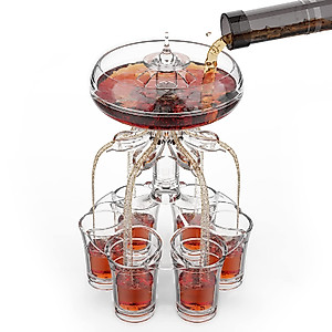 Shot Glass Dispenser,Shot Dispenser with 6 Shot Glasses,Liquor Dispenser for Home Bar, Party Supplies,Halloween Shots Drink Dispenser for Parties,Fancy Alcohol Dispenser
