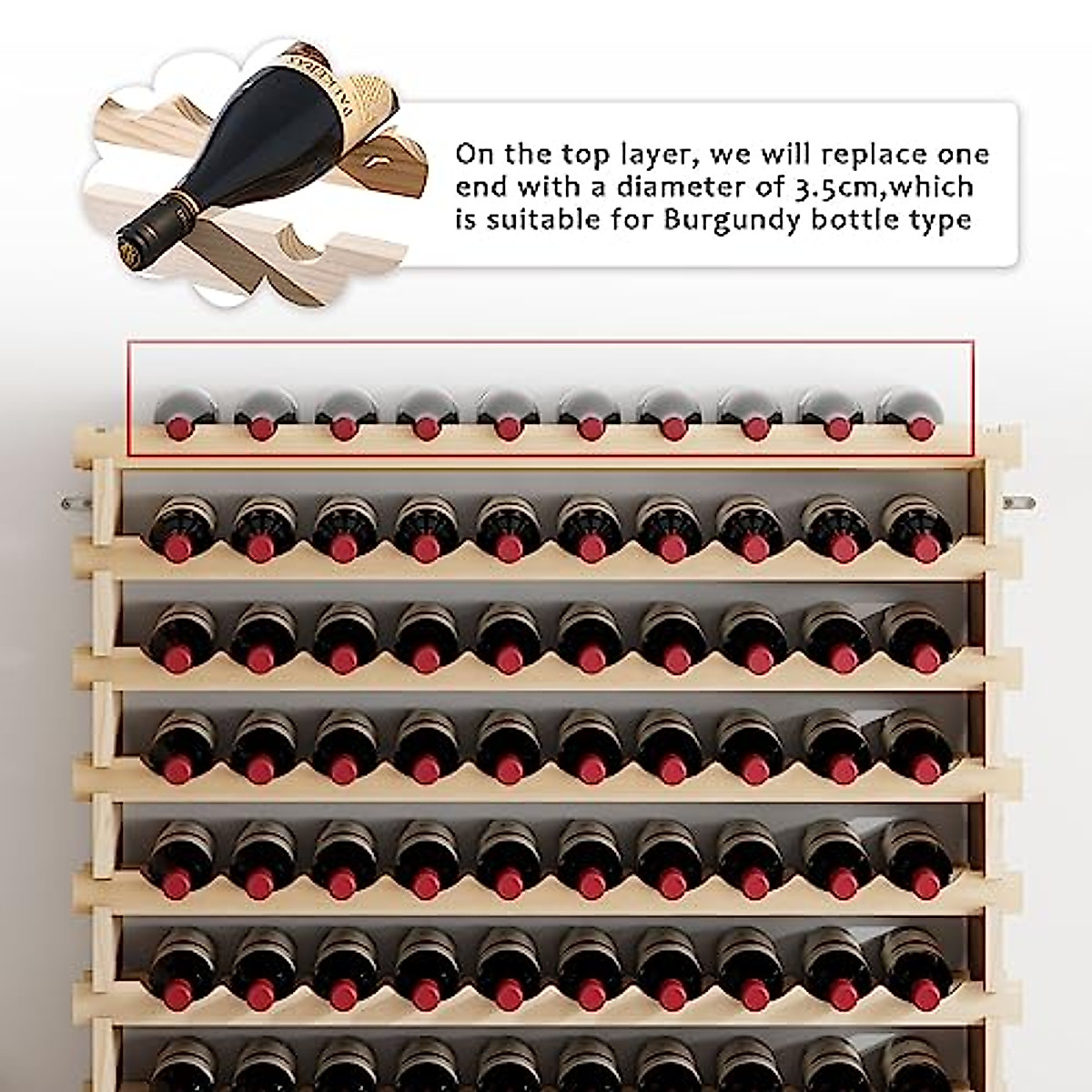 soges 120 Bottle Wine Rack, 12-Tier Stackable Wine Storage Rack, Wine Display Racks Free Standing Wine Shelf Wood Construction for Kitchen and Cellar
