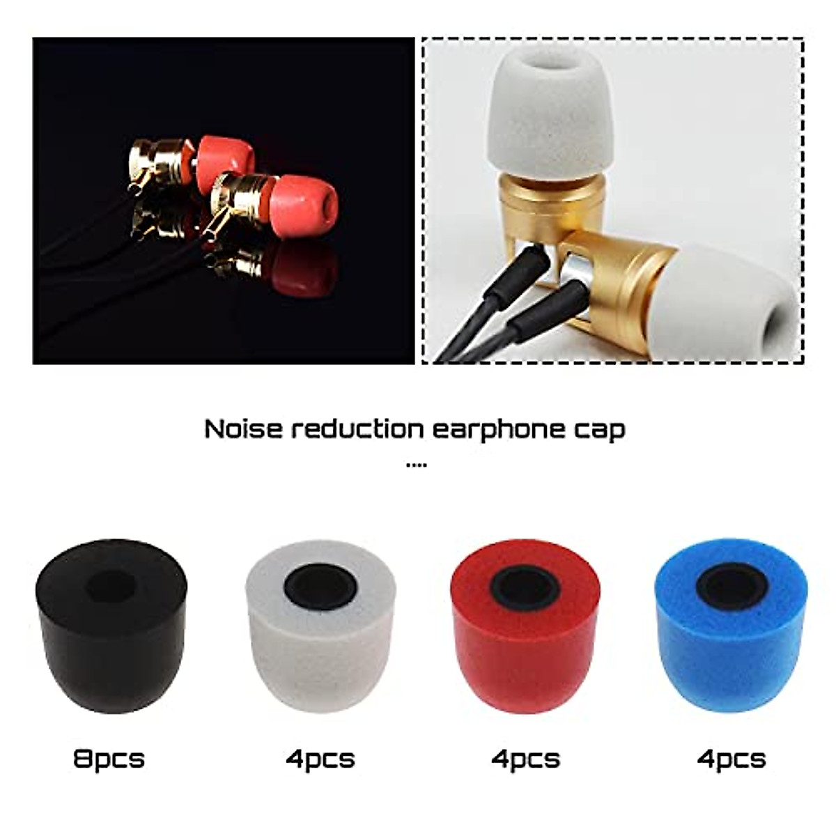 10 Pairs of Memory Foam Earbuds Tips for Most Earphone 4.5-5.5mm with Storage Box Blocking Out Ambient Noise 4 Colors Black Red Blue Grey Replacement