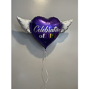 Celebration of LIFE Heavenly Balloons heart shaped with angel wings (Purple)