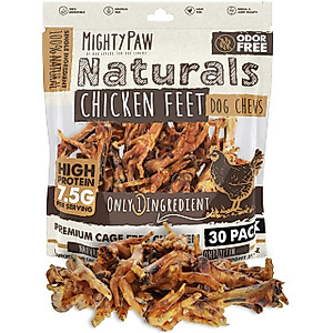 Mighty Paw Naturals Chicken Feet Dog Treats (30 Pack) | 100% Natural Dehydrated Chicken Feet for Dogs. Dried Chicken Feet for Dogs and Pets. Single Ingredient Chews