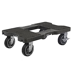SNAP-LOC, All Terrain 4 Wheel Heavy Duty Dolly Cart, 6 Inch Casters, E Strap Attachment Included, 1,500 lb Capacity, Made in USA, Black
