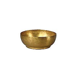 Serene Spaces Living Antique Brass Decorative Bowl, Use as Metal Fruit Bowl, for Floating Candles, Flowers, Potpourri, Catchall for Entryway, Dining Table, Home Décor, 2.75" Tall & 7.5" Diameter