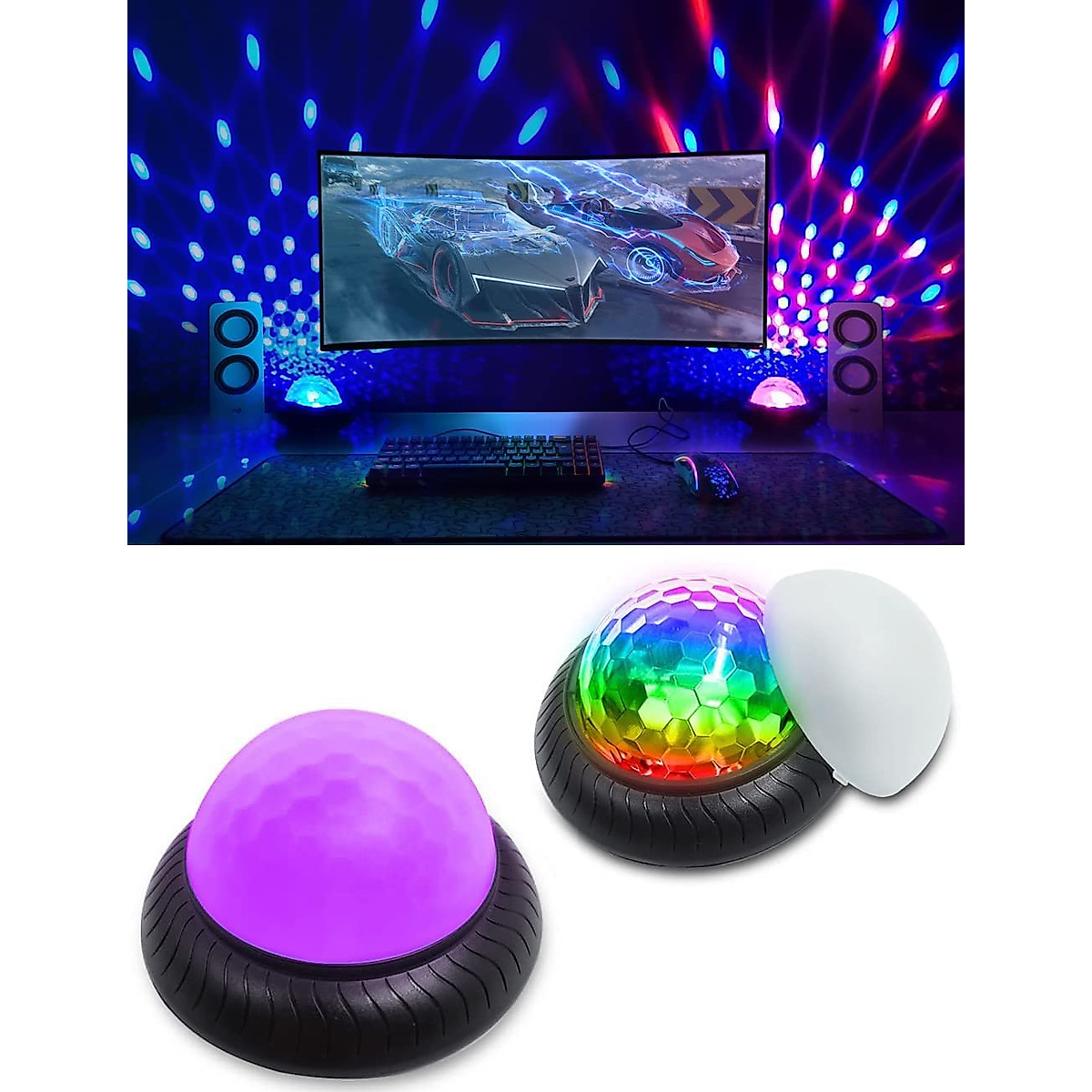 Ljnyiwan 2 PCS Gaming Lights, RGB Lighting with Music Sync, Gamer Gifts, Gaming Room Decor, Multiple Colors 2-in-1 Effect LED Lights