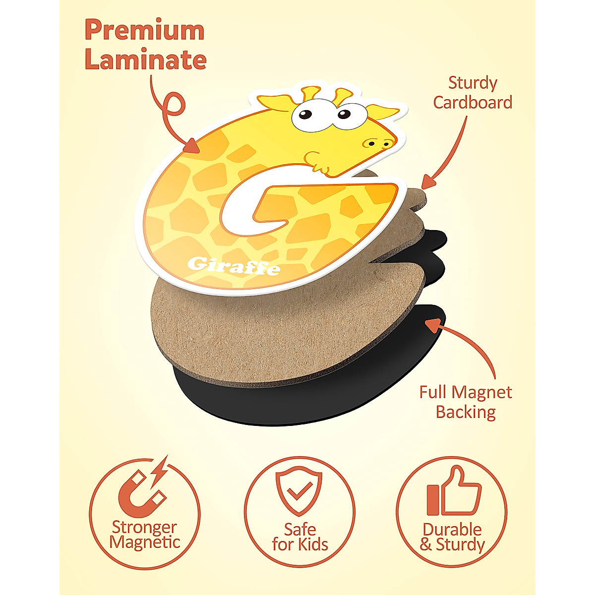 Coogam Jumbo Magnetic Letters Set 52Pcs ABC Alphabet Colorful A-Z Animal Uppercase Lowercase Fridge Magnets Preschool Educational Toy Learning Spelling for 3 4 5 Year Old Toddler Kids