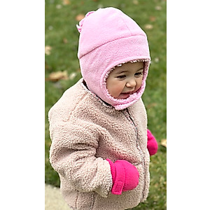 N'Ice Caps Toddler Baby Winter Hat Mitten Set - Kids Boys Girls Gloves Fleece Sherpa Lined (Black Infant, 12-18 Months)