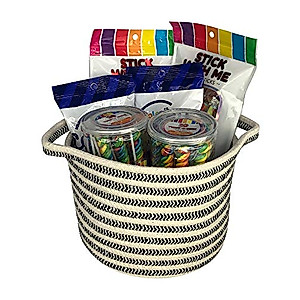 ZP Home Goods Cotton Rope Basket - Set of 2 for Kitchen, Bathroom, Laundry, Nursery, Craft, pet, Kids, Living Room, Closet, mud Room, Gift and Storage (Black)