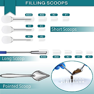 LELELUK 16 Pcs Versatile Easy Capsule Filling Tool Kit for Gel Capsules Empty - Pill Filling Tools with Micro Funnel, Capsule Holder, Herb Tamper and Lab Scoops - Gel Capsules Size #000 00 0 1 2 3 4 5