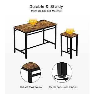 MIERES Dining Table Set for 4-5pcs Kitchen Room Dinette Furniture, Compact Space | Sturdy Metal Frame | Easy Assembly, Height 32.7'', Ideal for DiningRoom | Breakfast Nook, Rustic Brown, 5pcs