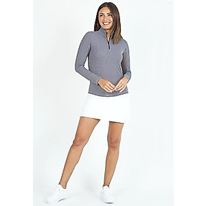 IBKUL Athleisure Wear Sun Protective UPF 50 Icefil Cooling Mini Check Long Sleeve Mock Neck - 10754 Black/White Mini Check L