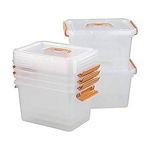 Farmoon 6 Quart Clear Storage Bin, Small Plastic Stackable Box/Container with Lid, 6 Packs, R