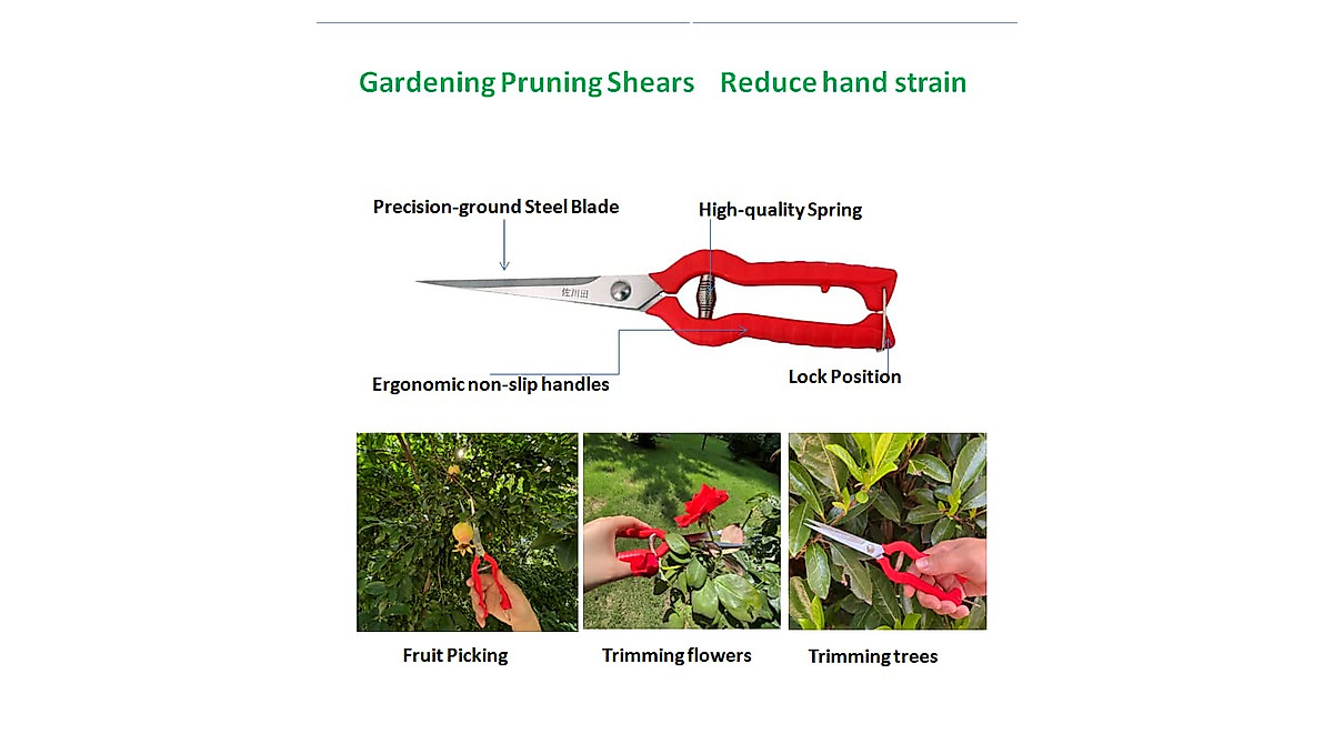 Extra Long Stainless Steel Pruning Shears for Gardens