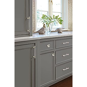 Amerock | Cabinet Pull | Clear/Polished Nickel | 3-3/4 inch (96 mm) Center to Center | Glacio | 1 Pack | Drawer Pull | Drawer Handle | Cabinet Hardware