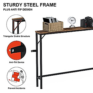 Tohomeor 5.9" Skinny Behind Sofa Console Table with Charging Station 47.24" Narrow Long Behind Couch Table with Power Outlets USB Ports Thin Entry Table for Entryway Living Room Hallway
