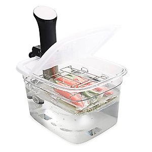 EVERIE Sous Vide Container 12 Quarts with Collapsible Hinge Lid and Removable Built-in Rack Compatible with Anova Nano AN400 and AN500-US00 and Instant Pot and Breville Joule Sous Vide Cooker