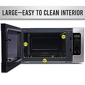 Farberware Countertop Microwave Oven 2.2 Cu. Ft. 1100 Watt, with Smart Sensor Cooking, ECO Mode and LED Lighting, Child Lock, Easy Clean Black Interior, Stainless Steel