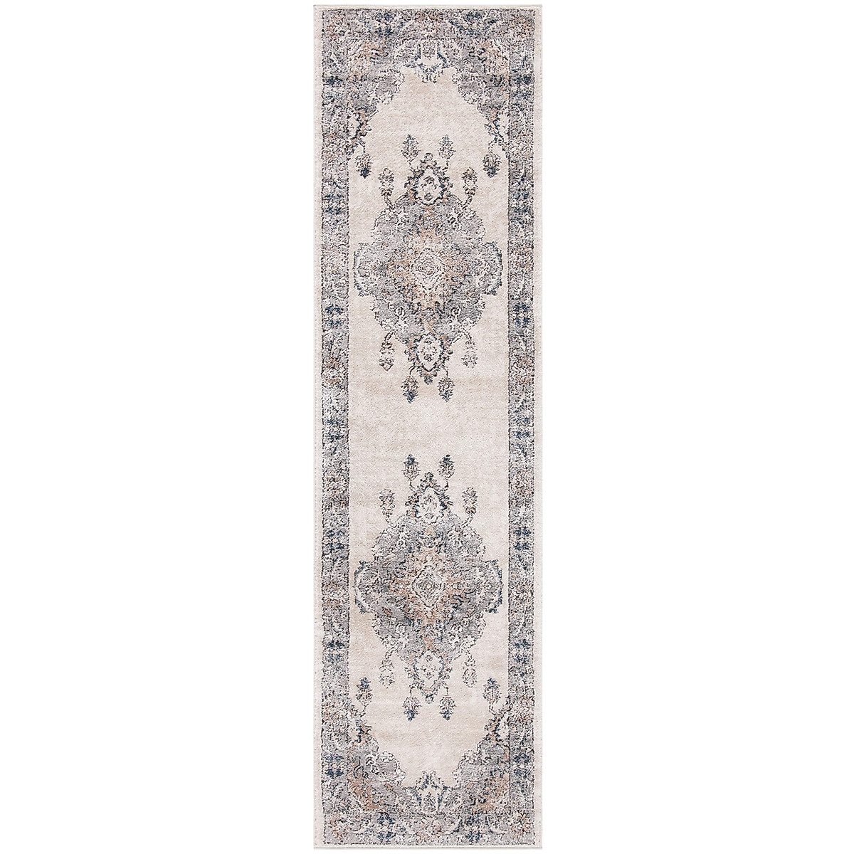 SAFAVIEH Oregon Collection Runner Rug - 2'2" x 8', Beige & Grey, Oriental Distressed Design, Non-Shedding & Easy Care, Ideal for High Traffic Areas in Living Room, Bedroom (ORE898B)