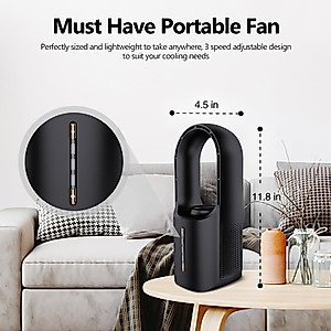 CONBOLA Desk Fan Portable, Aromatherapy Function, Battery Operated Lasting 17 Hours,11.8 Inch Tower Fan with 3speeds, Quiet Cooling,Standing Floor Fans for Office, Home, House (Black)