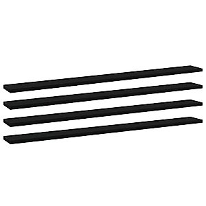 Natulvd 39.4"x3.9"x0.6" Bookshelf Boards, Chipboard Replacement Display Panels, Partition Unit Board, Replace Plank for Bookcase Wall Shelf Closet - Black - 4 pcs