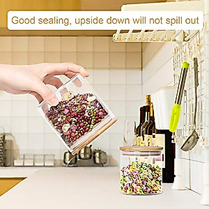 4 Pack Glass Jars with Airtight Bamboo Lids, (Dabacc) Glass Kitchen Canisters Clear Container for Food Storage of Dry Goods, Cookie, Candy, Spices, Coffee Beans and More, 18.6 OZ