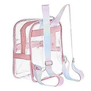 Zodaca Clear Mini Backpack with Front Pocket and Tie Dye Straps, Transparent Backpack for Concerts, Sporting Events (9 x 5 x 11 In)