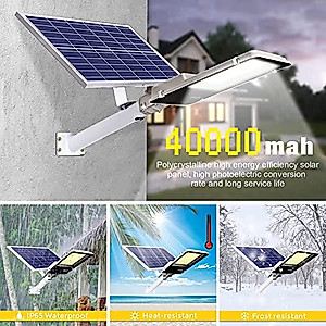 XLB-TYNFD 1000W LED Solar Street Lights with Remote Control, Dusk to Dawn Solar Powered Street Light 100000 Lumen Outdoor Light 6500K Daylight White Security Flood Light for Yard, Garden, Street