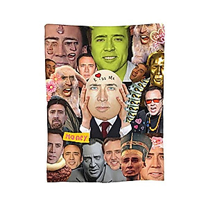 Blanket Nicolas Cage Soft and Comfortable Warm Fleece Blanket for Sofa,Office Bed car Camp Couch Cozy Plush Throw Blankets Beach Blankets