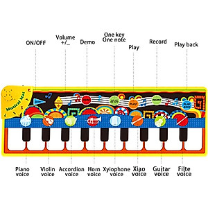 Cyiecw Piano Mat, Toddler Toys Musical Mat with 25 Music Sounds Floor Piano Keyboard Mat Carpet Touch Playmat Educational Toys for Baby Kids Boys Girls 1 2 3+ Year Old