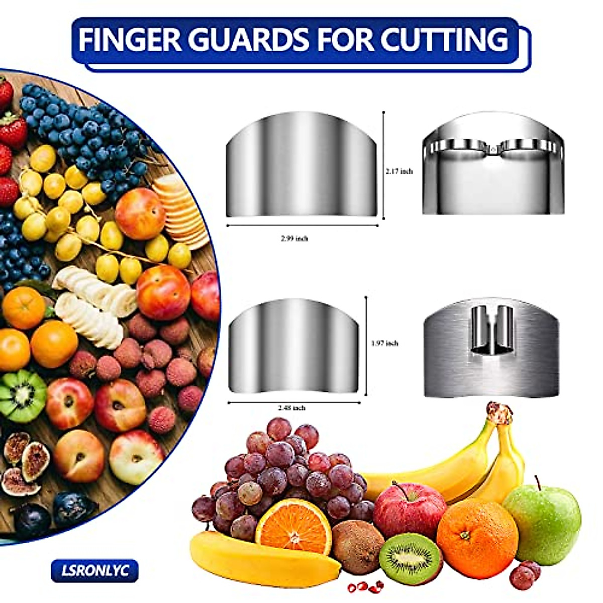 Finger Protector for Cutting Food,6 Pcs Finetaur Finger Guard for Cutting Vegetables,Stainless Steel Finger Shield for Cutting Slicing Chopping Kitchen Finger Guard for Cooking(Double & Single Finger)