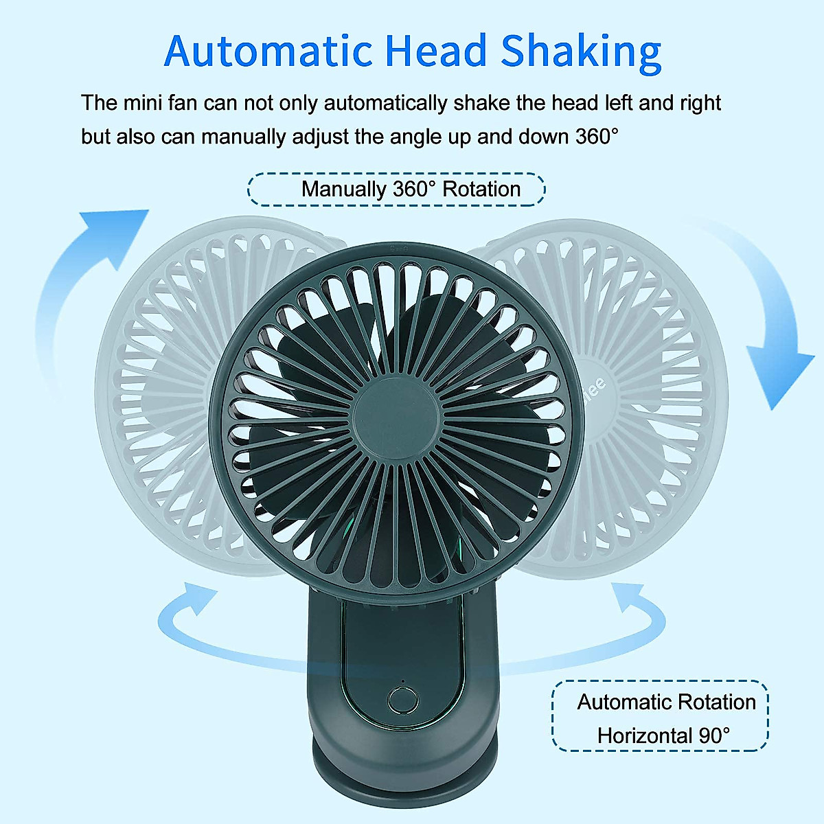 Clip on Fan, Stroller Fan Clip on for Baby Battery Operated Auto Oscillation Mini Fan 2 in 1 Desk Clip Fan Portable for Outdoor Camper Baby Stroller Indoor Gym Treadmill Personal Office Desk