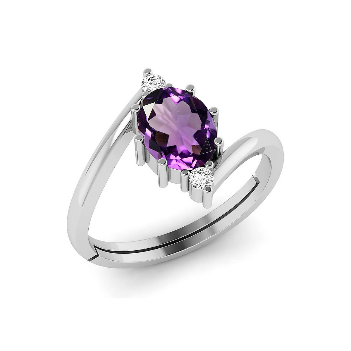 LMDPRAJAPATIS 10.00 Carat Natural Amethyst katela Original 925 Sterling Silver Adjustable Ring For Women