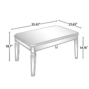 3-Piece Coffee table and End Tables Set,Glass Mirrored Coffee Table with Adjustable Height Legs and Crystal Design,Fashionable Cocktail Table,Easy Assembly Rectangular Glass Coffee Table,Silver
