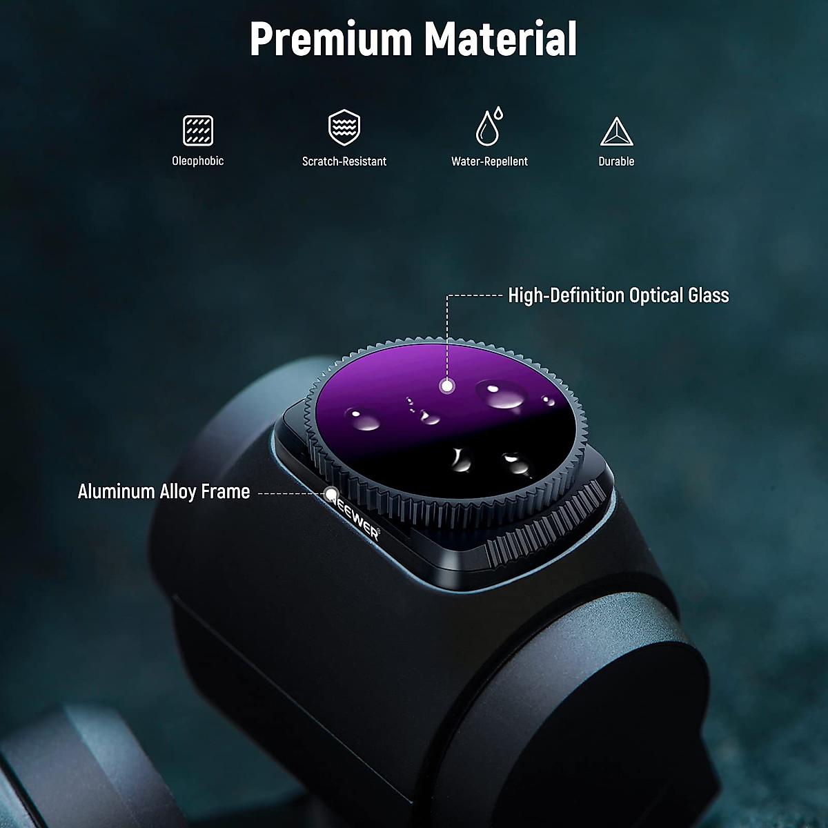 Neewer Magnetic ND/PL Filter Kit Compatible with DJI Osmo Pocket 2 / Osmo Pocket 1 Camera-4-Pack, ND8/PL, ND16/PL, ND32/PL, ND64/PL Filter, Made of Optical Glass and Aviation Aluminum Frame (Black)