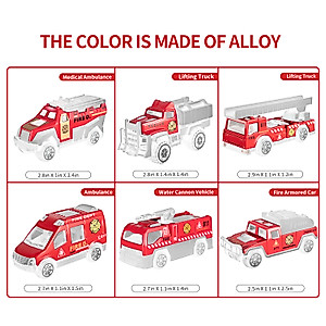 Toddler Toys for 3-9 Years Old Boys Die-cast Emergency Fire Rescue Vehicle Double Side Transport Car Toy Set W/Play Mat, Alloy Metal Fire Truck Gifts for Age 3 4 5 6 Kids Boys Girls Birthday Party