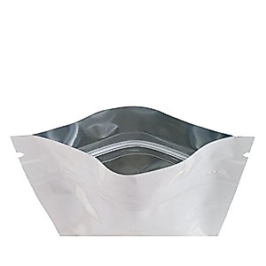 100pcs 3x4" Colorful Self Sealing Double-Sided Color Mylar Foil Flat Heat Sealable Bag Food Grade Storage Packing Pouch (White)