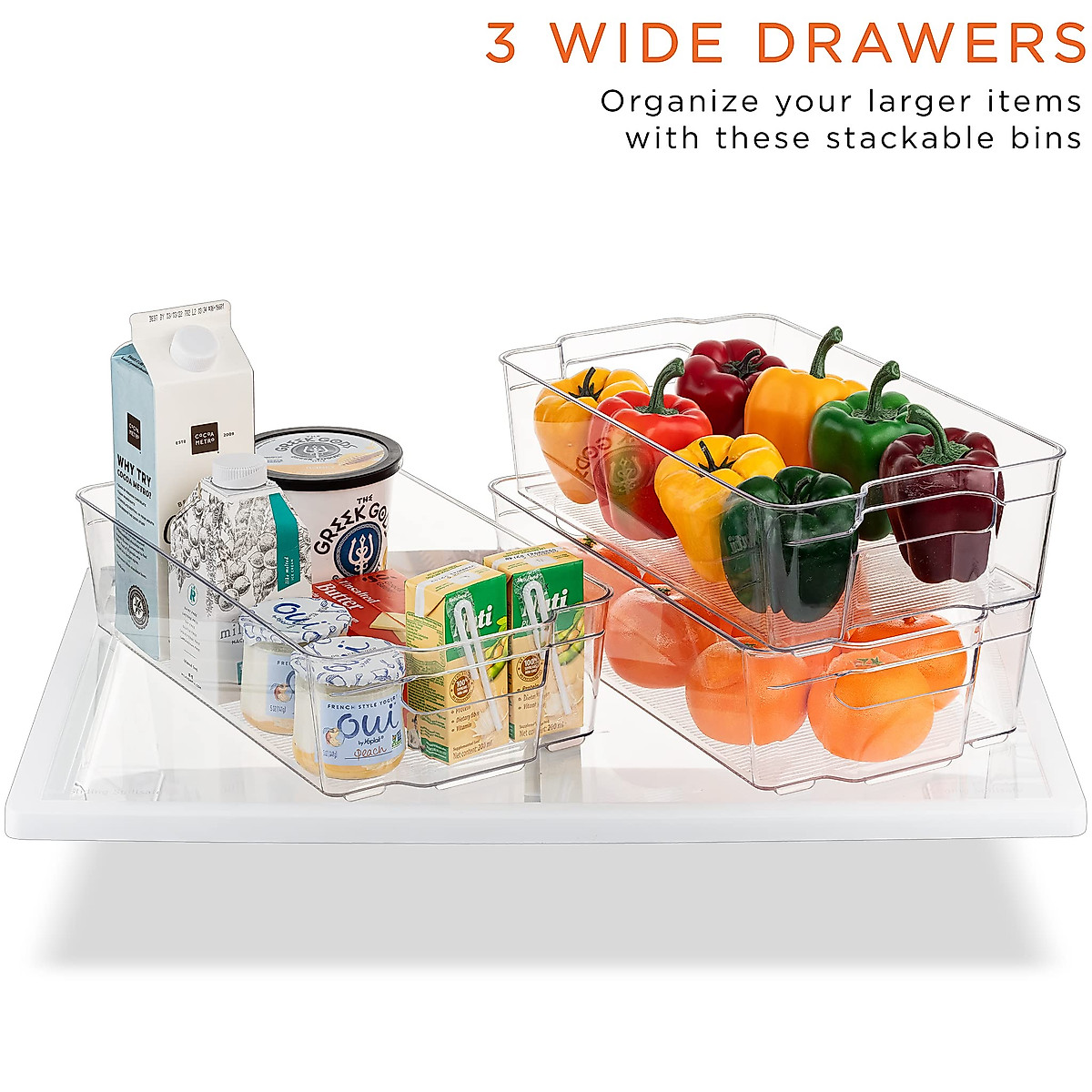 Sorbus Fridge Bins and Freezer Bins Refrigerator Organizer Stackable Food Storage Containers BPA-Free Drawer Organizers for Refrigerator Freezer and Pantry (Pack of 8)