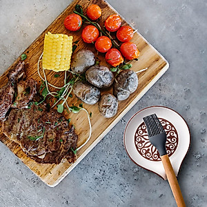 Misijuer Ceramic Stable Spoon Rest, Heat Resistant Spoon Holder for Kitchen Counter/Counter top/Stove Top, Dishwasher Safe, Modern White Farmhouse Kitchen Flower Décor