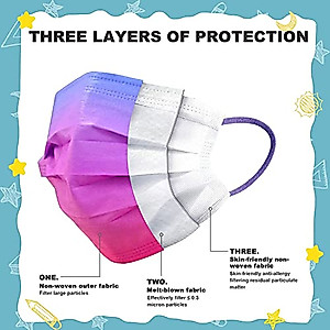 Sheal Individually Packaged 5-Colors Gradient Kids Disposable Face Masks (100 Pack) For Children