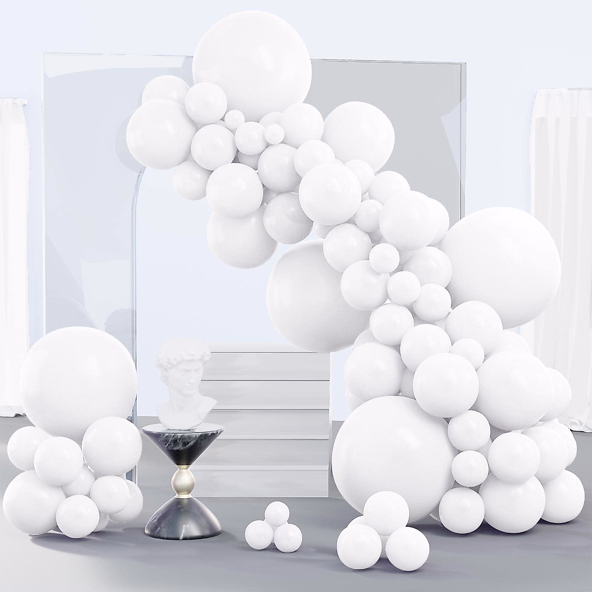 PartyWoo White Balloons 140 pcs Different Sizes Pack of 18 12 10 5 Inch Matte White Latex Balloon Arch Kit Garland for Wedding Bridal Graduation Baby Shower Birthday Party Decorations White-Y13