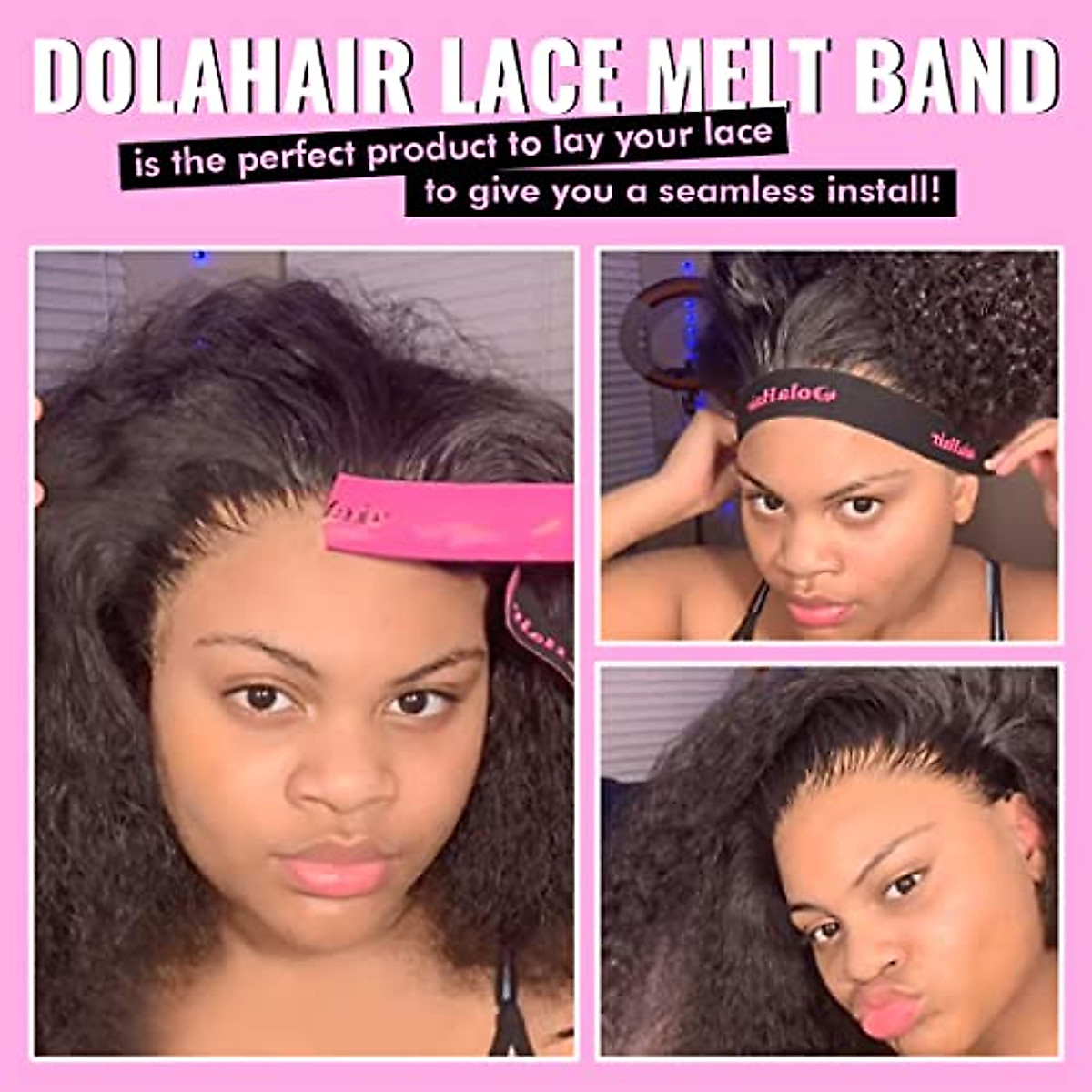 Dolahair Lace Melting Band - Elastic Edge Wrap for Wigs, 4PCS Bands to Lay and Hold Edges in Place